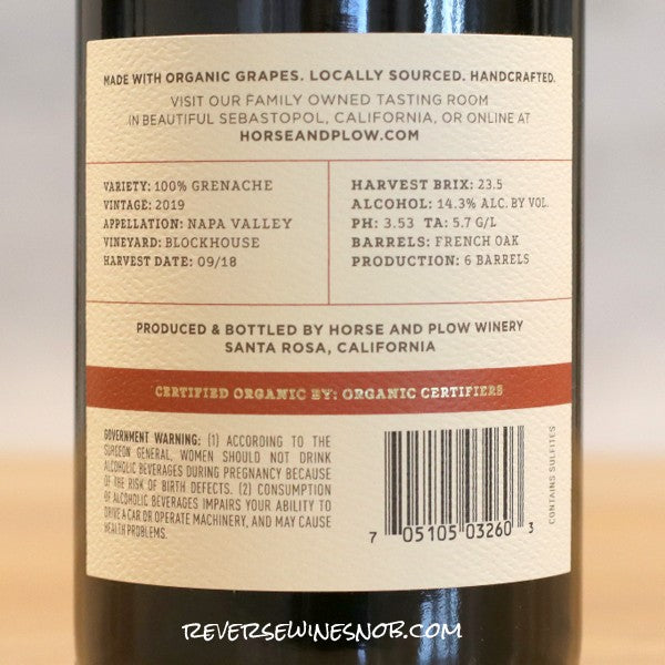 Horse & Plow 2019 Grenache 4 bottles – Reverse Wine Snob Insider Deals